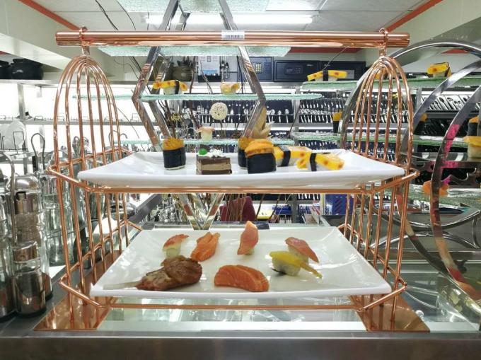 3 - Layer Dim Sum Display Stand for Serving Buffet Food , Melding Green ...