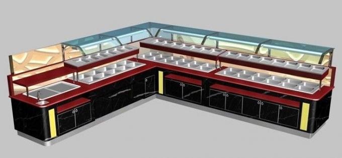 L-Shaped Restaurant Commercial Buffet Equipment, L(6325+4700) x W1000 x ...