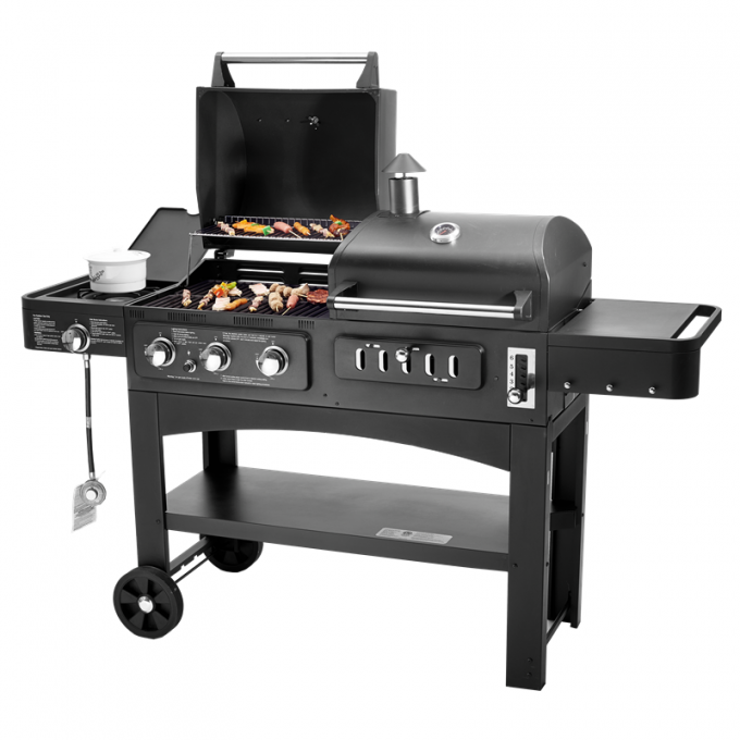 Flame Safety Commercial Kitchen Equipments Dual Fuel GAS / Charcoal BBQ ...
