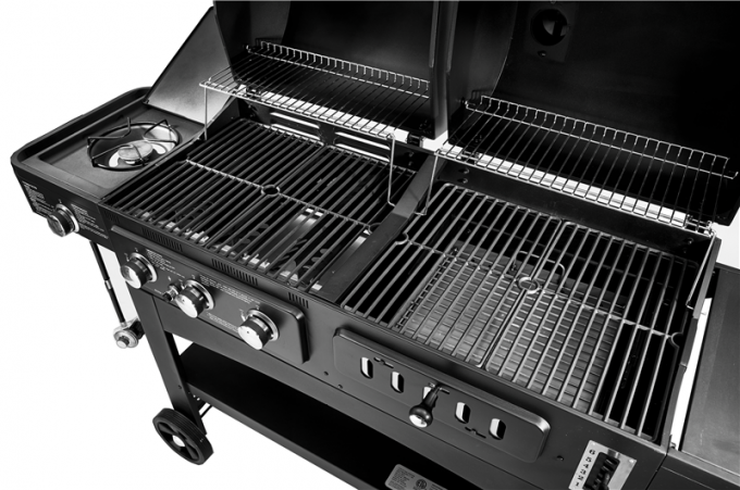 Flame Safety Commercial Kitchen Equipments Dual Fuel GAS / Charcoal BBQ ...