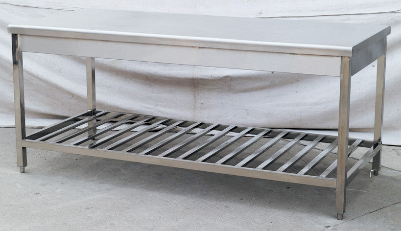 Customized Double - Layer Stainless Steel Work Table 1.8m With MDF For ...