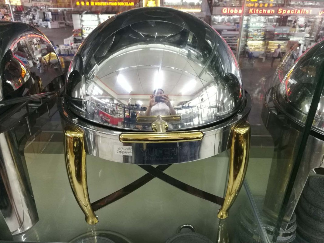 Durable Stainless Steel Cookwares , Round Roll Top Chafing Dish Stand ...