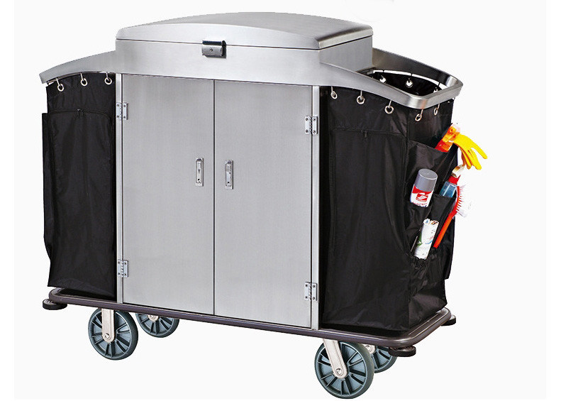Small Room Service Trolley with Heavy Duty Refuse Bag Stainless Steel ...