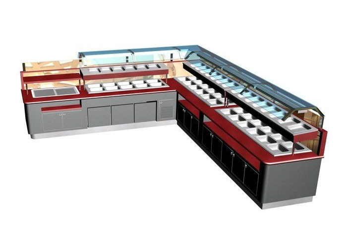 L-Shaped Restaurant Commercial Buffet Equipment, L(6325+4700) x W1000 x ...