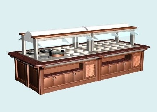 L6800xW1800xH(850+650)MM Wood Structure Marble Stone Hot Buffet Counter ...