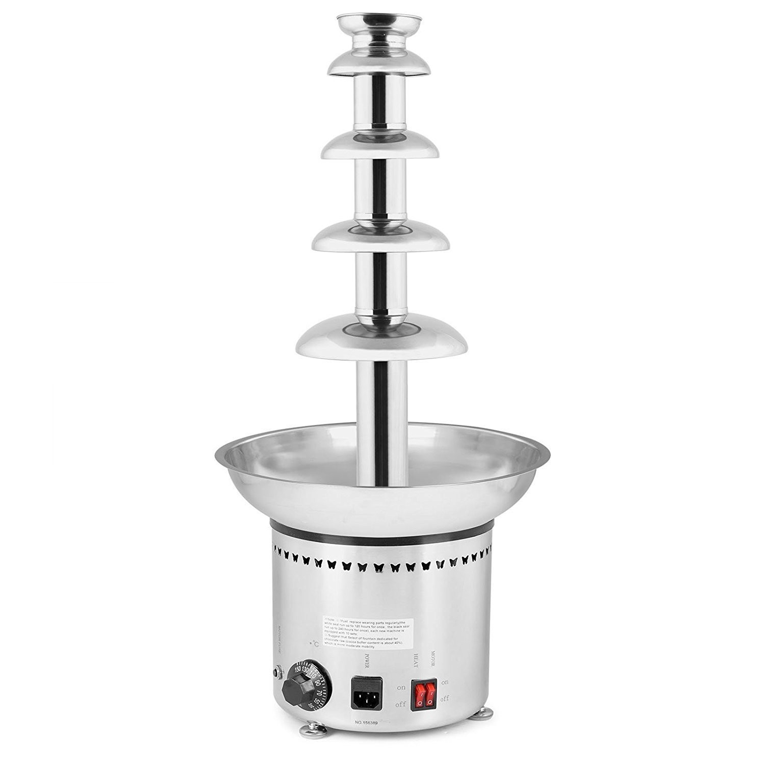 304 Stainless Steel 5 Tiers Chocolate Fondue Fountain Machine Heat ...