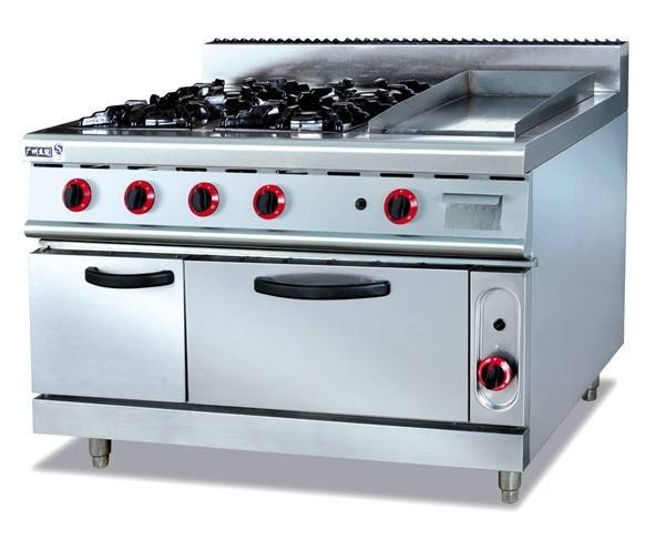 Energy-saving Electric 380V Stainless Gas Range With Griddle 4.8KW for ...