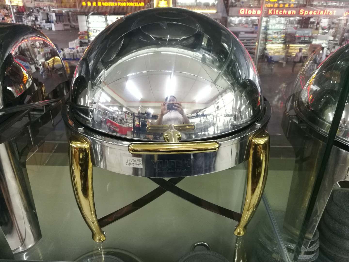 Durable Stainless Steel Cookwares , Round Roll Top Chafing Dish Stand ...