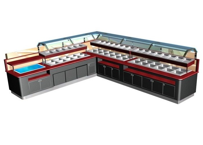 L-Shaped Restaurant Commercial Buffet Equipment, L(6325+4700) x W1000 x ...