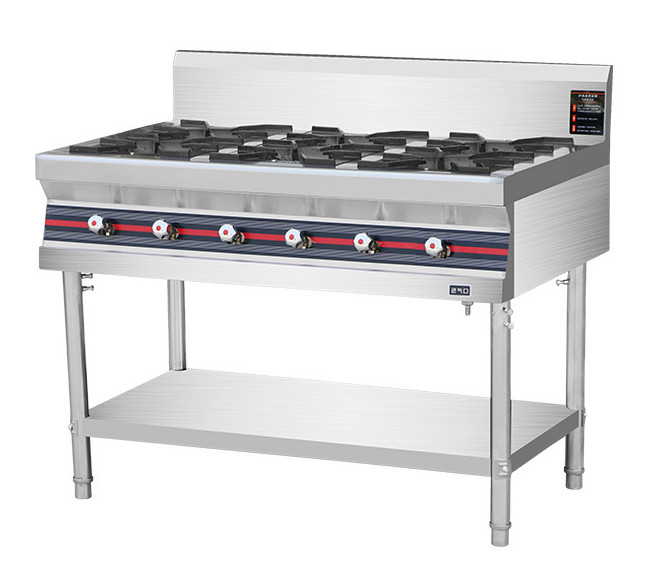 Floor Type 40KW Commercial Gas Cooking Stove 4-8 Burner