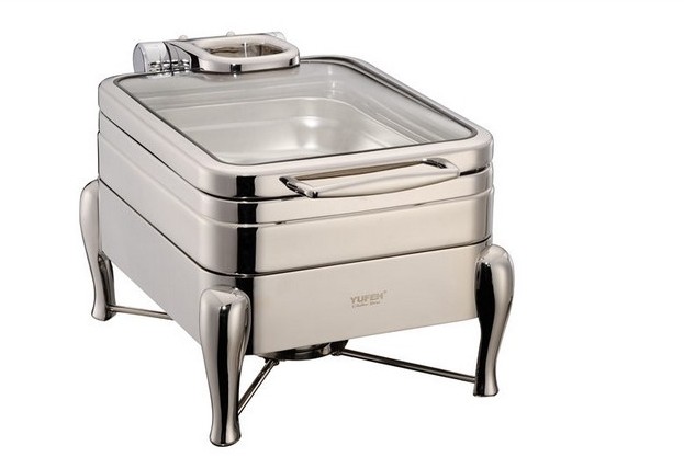 YUFEH Stainless Steel 304# Hydraulic Induction Chafing Dish W/ Glass ...
