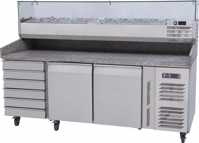 2 Door and 6 Drawer Commercial Refrigerated Pizza Prep Table With ...