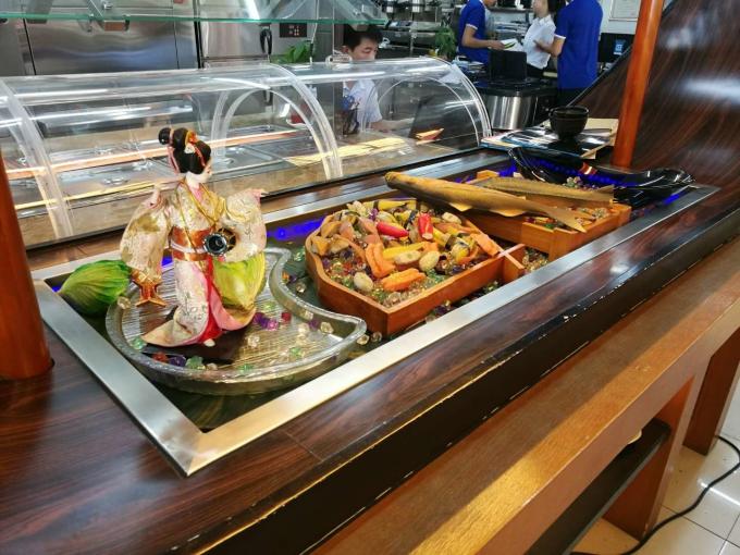 Boat Shaped Commercial Buffet Equipment Mahogany Made Refrigerated ...