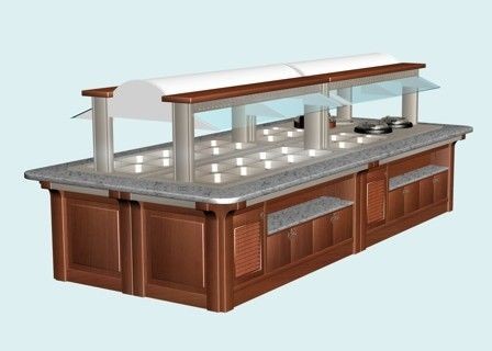 Wood Structure Marble Stone Hot Buffet Counter, Commercial Buffet Equipment