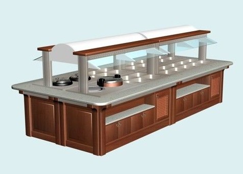 Wood Structure Marble Stone Hot Buffet Counter, Commercial Buffet Equipment