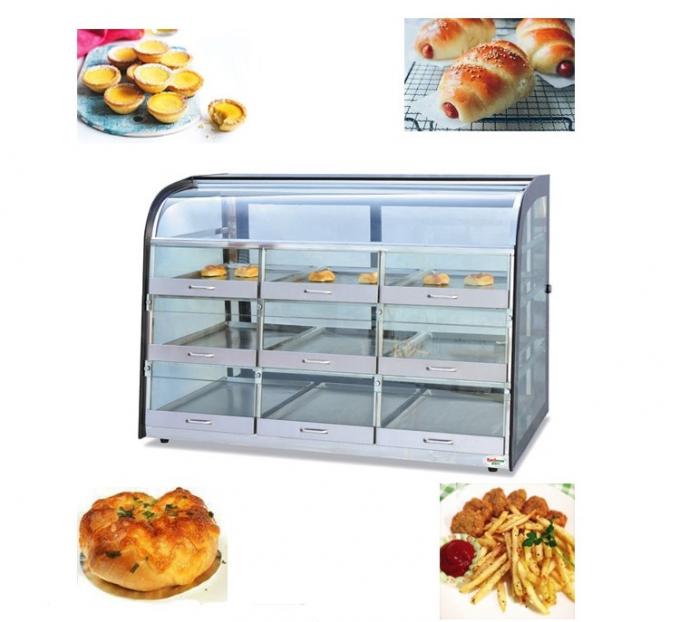 Table Top Glass Food Warmer Showcase Drawer-Type 3-Layer 9-Pans Bread ...